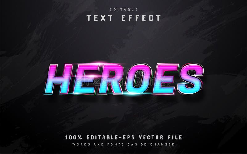 Heroes Gradient Text Effect Stock Vector - Illustration of type, symbol ...