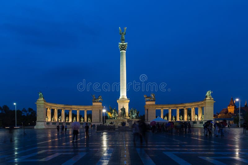 Heroes Square in Budapest. Evening View. One of the Major Squares in ...