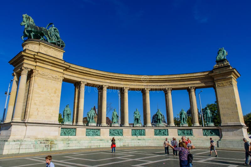 Heroes` Square at City Park, Budapest, Hungary Stock Photo - Image of ...