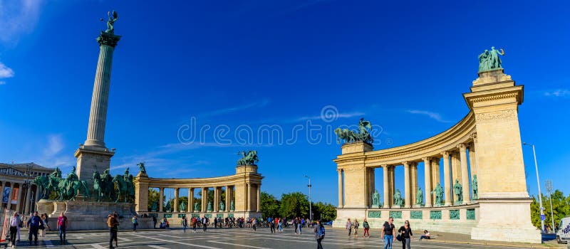 Heroes` Square at City Park, Budapest, Hungary Stock Photo - Image of ...