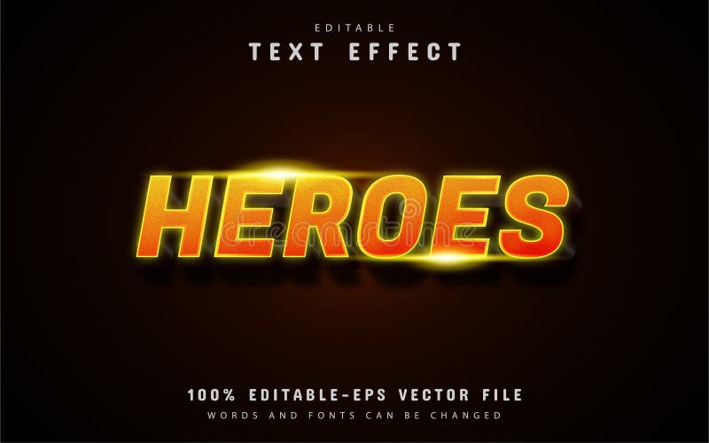 Heroes Text - 3d Orange Gradient Text Effect Stock Vector - Illustration of text, vintage: 256121487