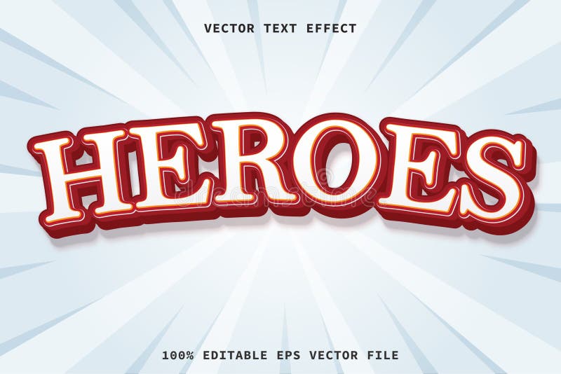 Heroes Word 3d Text Effect Cartoon Style Editable Text Stock Vector ...