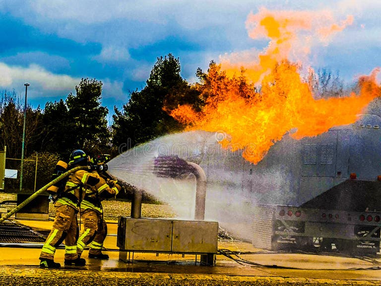 Heroic Firefighting Teamwork Editorial Stock Image - Image of tree ...