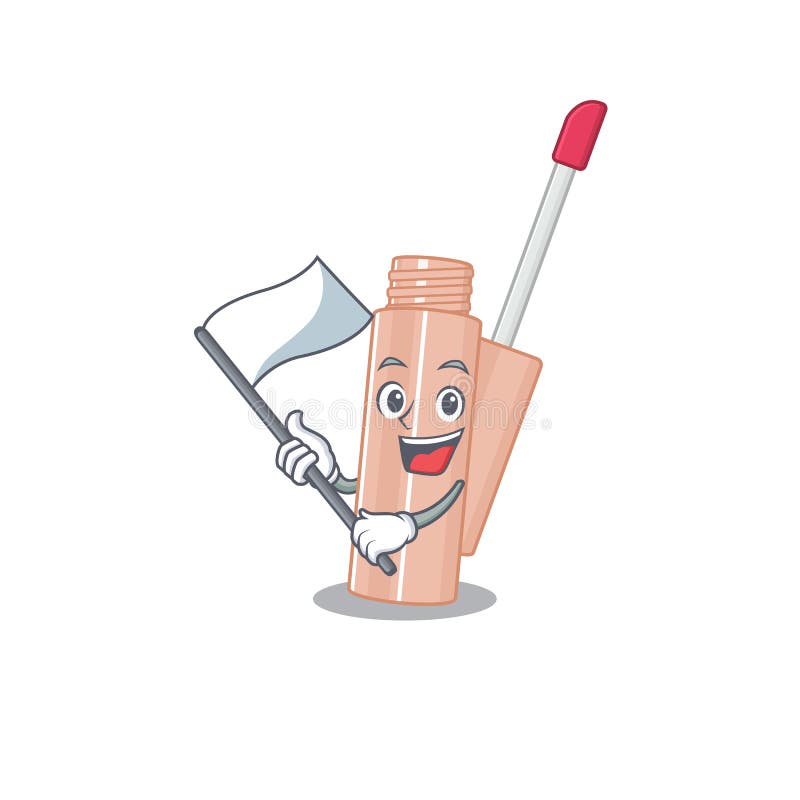 A Heroic Lip Tint Mascot Character Design with White Flag Stock Vector ...