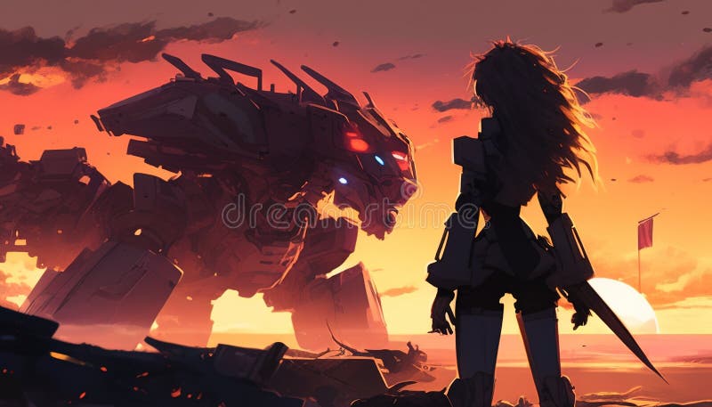 Heroic Lone Warrior Standing Ready for the Final Battle Stock ...