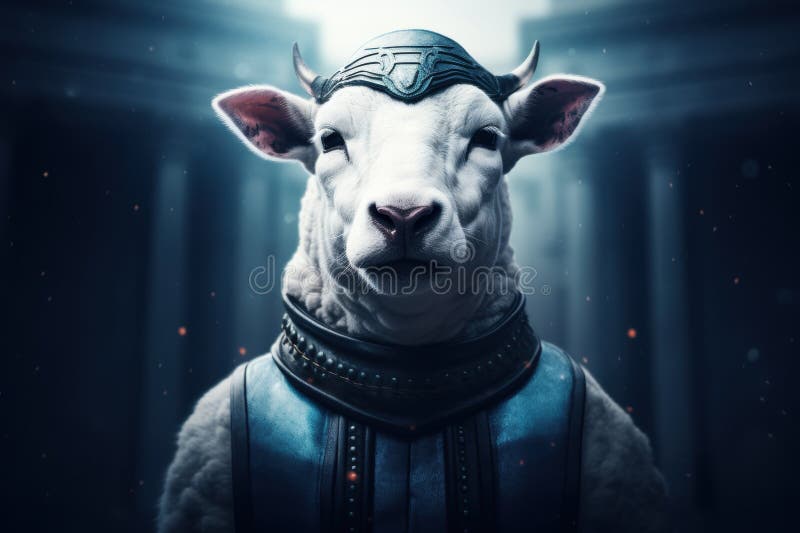 Heroic Ram in Futuristic Armor Stock Illustration - Illustration of ...