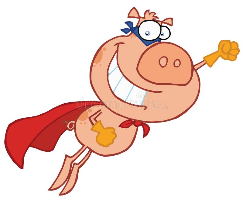 Heroic Super Pig in a Red Cape, Flying To the Resc Stock Vector ...