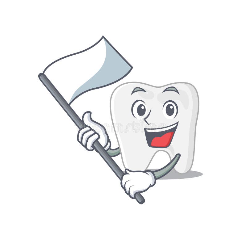 A Heroic Tooth Mascot Character Design with White Flag Stock Vector ...