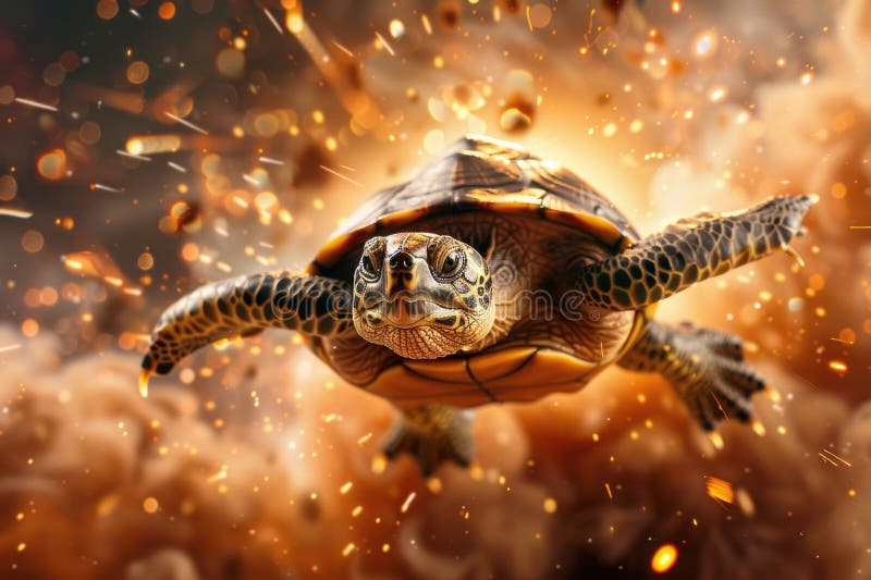Heroic Turtle in Dynamic Superhero Pose Stock Illustration ...