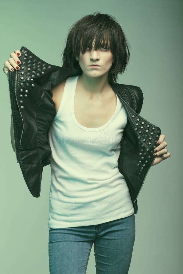 Heroin chic stock photo. Image of 1990s, rivet, black - 62300872