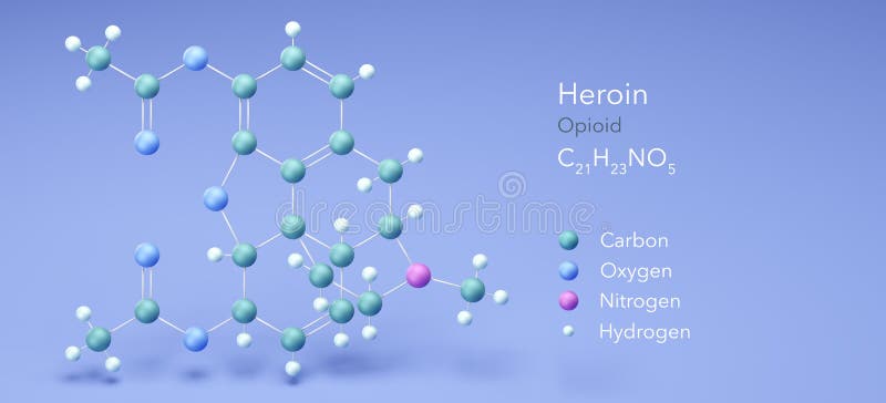 Heroin Molecular Structure, Diacetylmorphine 3d Model, Structural ...