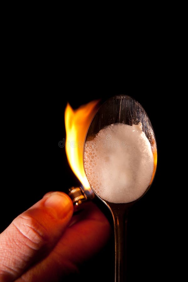 Heroin spoon flame drugs stock photo. Image of fire, cook - 18100476