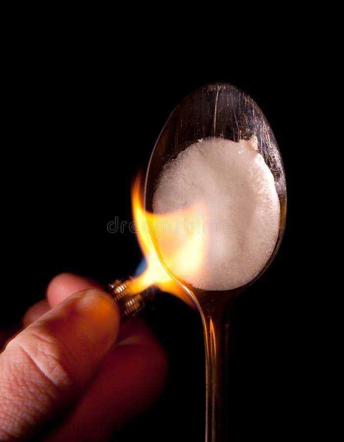 Heroin spoon flame drugs stock image. Image of health - 18100493