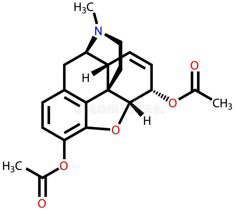 Heroin structural formula stock vector. Illustration of atoms - 22857574