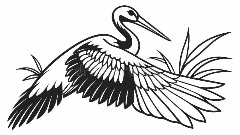 Heron Bird Corner Design, Wetland Wildlife Element Vector Design ...