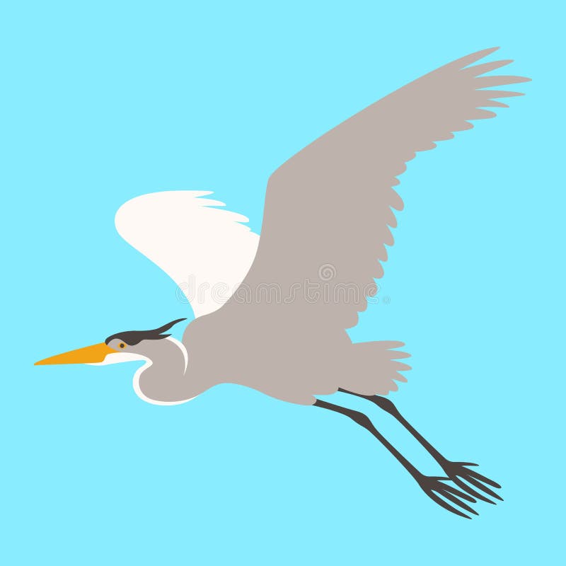 The Heron is Flying Vector Illustration Flat Style Stock Vector ...