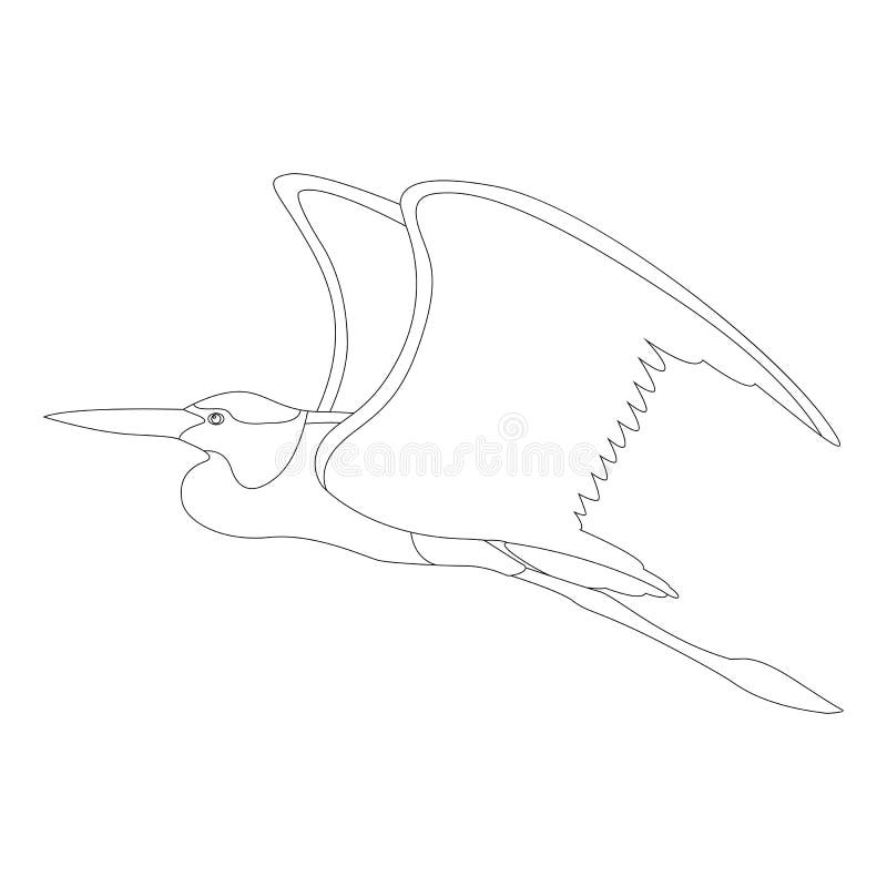 The Heron is Flying Vector Illustration Lining Draw Stock Vector ...