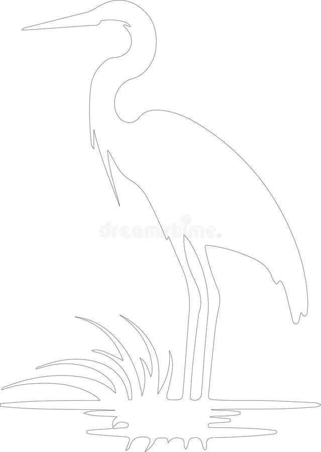 Heron Outline Silhouette Generative Ai Stock Vector - Illustration of ...