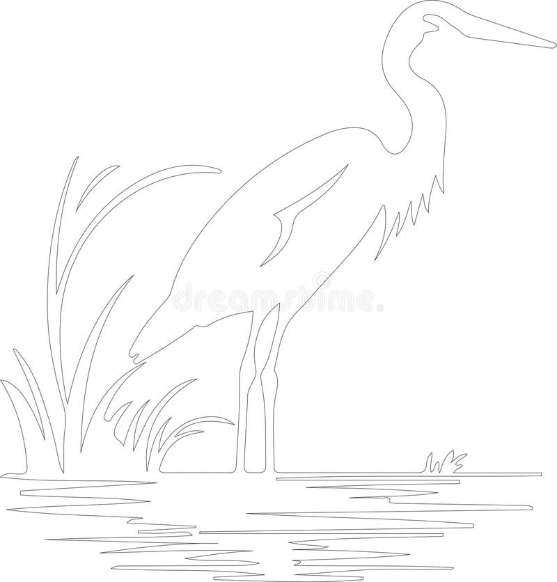 Heron Outline Silhouette Generative Ai Stock Vector - Illustration of ...