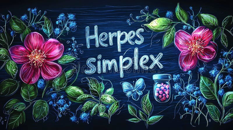 Herpes Simplex Text Artwork with Floral and Herbal Design Elements ...