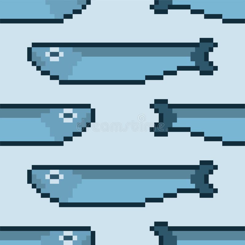 Herring Pixel Art. Fish Pixelated 8 Bit Stock Vector - Illustration of ...