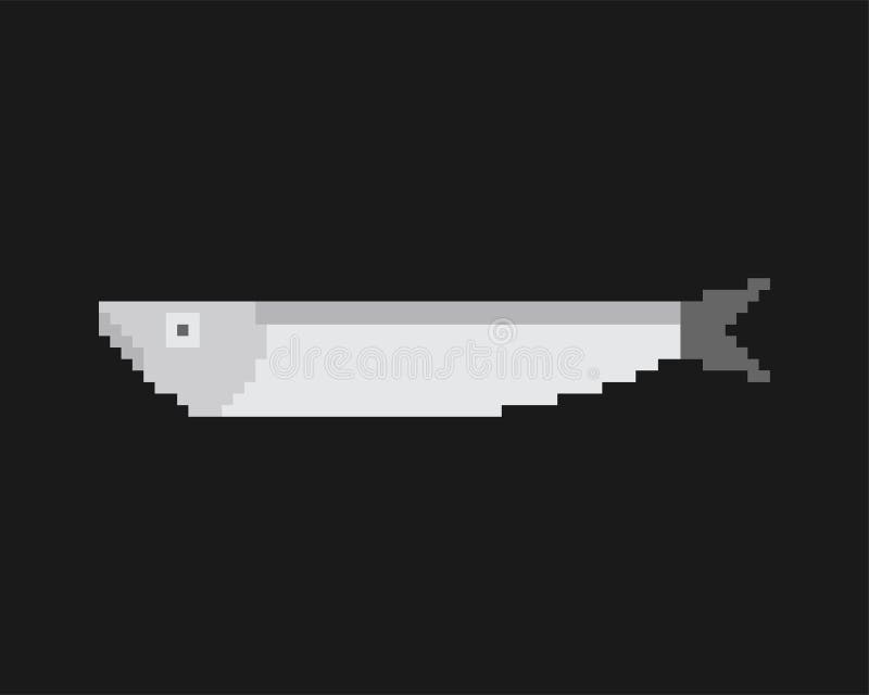 Herring Pixel Art. Fish Pixelated 8 Bit Stock Vector - Illustration of ...
