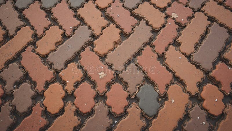 Herringbone Brick Pavement Texture with Red and Brown Bricks Stock ...
