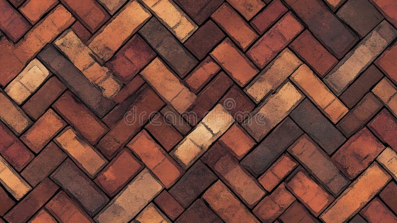 Herringbone Brick Pavement Texture Rich Autumnal Hues Stock ...