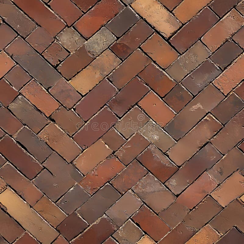 Herringbone Brick Pavement Texture - Seamless Background Stock ...
