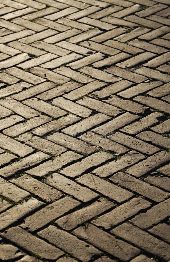 Herringbone Pattern of Block Pavement. Stock Photo - Image of weathered ...