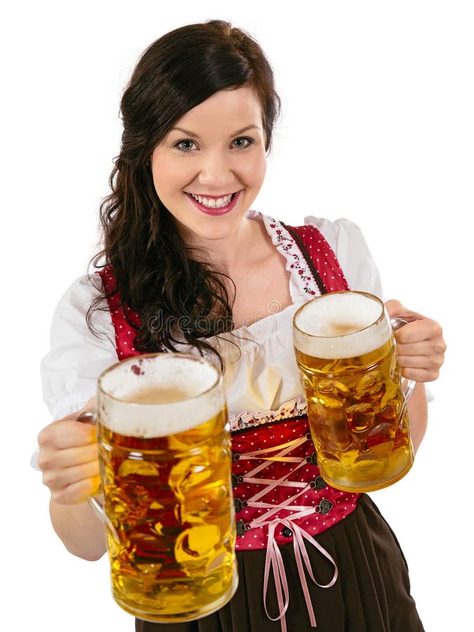 Schönes Oktoberfest-Server-Umhüllungsbier Stockfoto - Bild von holding ...