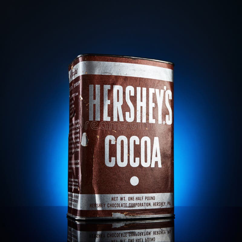 Hershey`s Cocoa Tin Box editorial stock image. Image of firm - 99504119