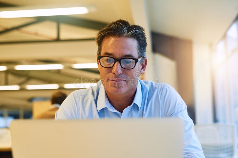 Hes Diligent about Answering Emails. a Hardworking Businessman Using ...