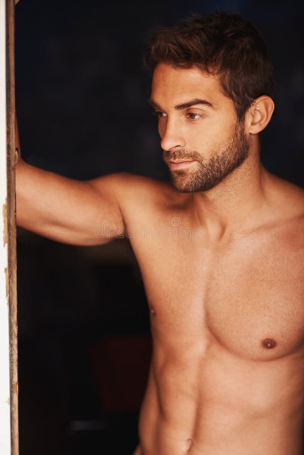 Hes a Mans Man. a Shirtless Young Man at Home. Stock Image - Image of ...