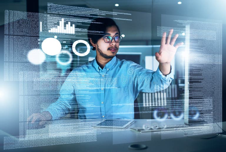 Hes a Master in Breaking Codes. a Focused Young Programmer Working on ...