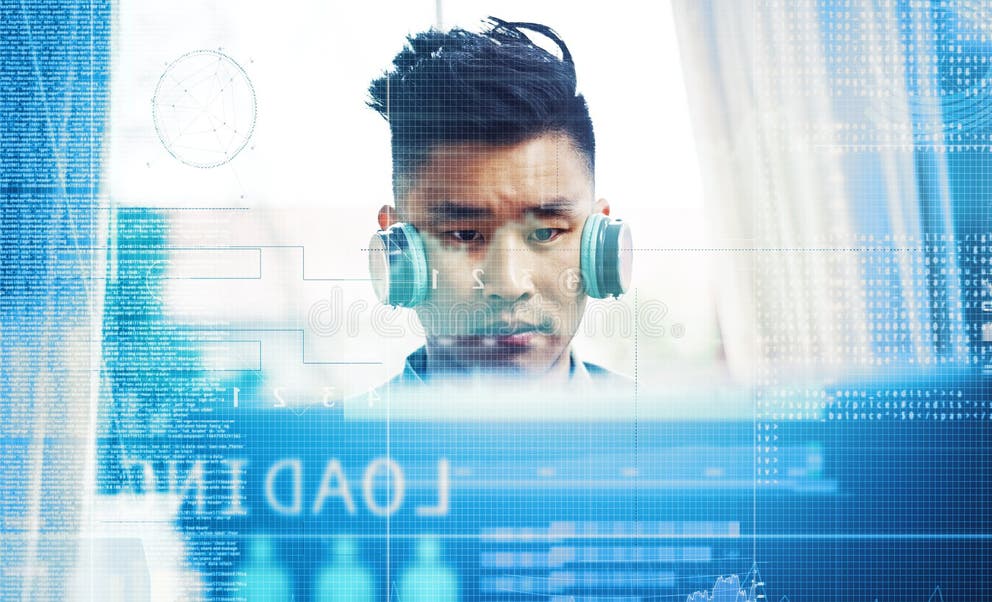 Hes a Professional Programmer. a Handsome Young Male Coder Working on ...