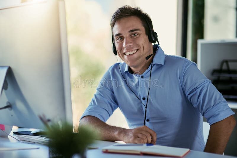 Hes Standing by To Take Your Call. Portrait of a Call Centre Agent ...