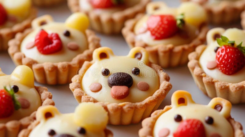 Hese Miniature Tarts Feature Adorable Teddy Bear Faces. Generative Ai ...