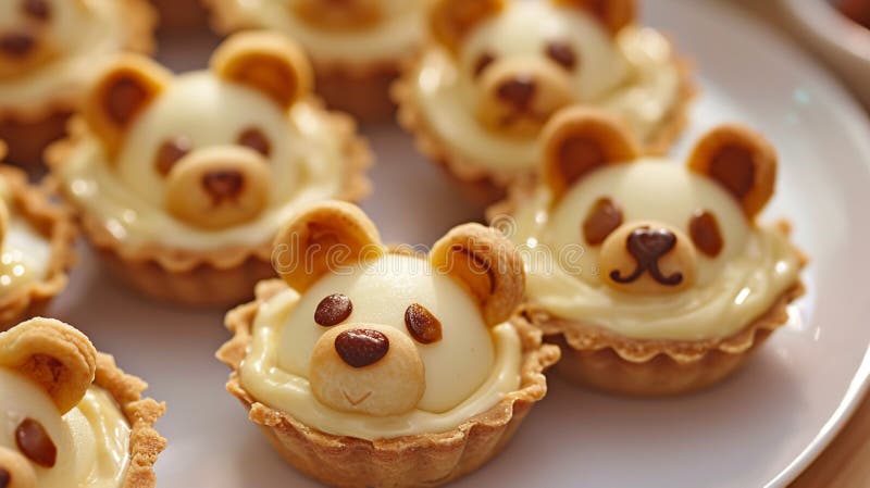 Hese Miniature Tarts Feature Adorable Teddy Bear Faces. Generative Ai ...