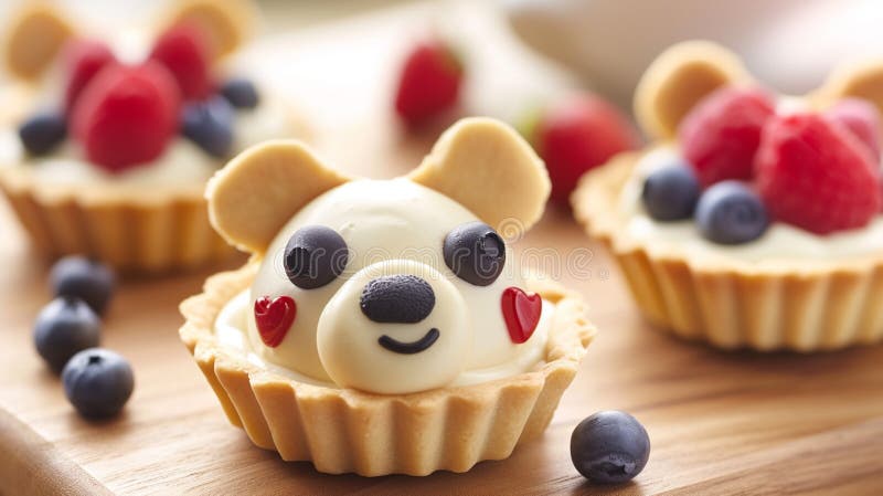 Hese Miniature Tarts Feature Adorable Teddy Bear Faces. Generative Ai ...