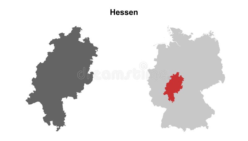 Hessen outline map stock vector. Illustration of silhouette - 378864225