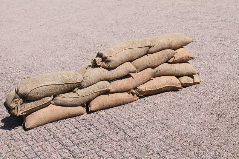 Hessian Sack Sandbags. stock image. Image of people - 324151267