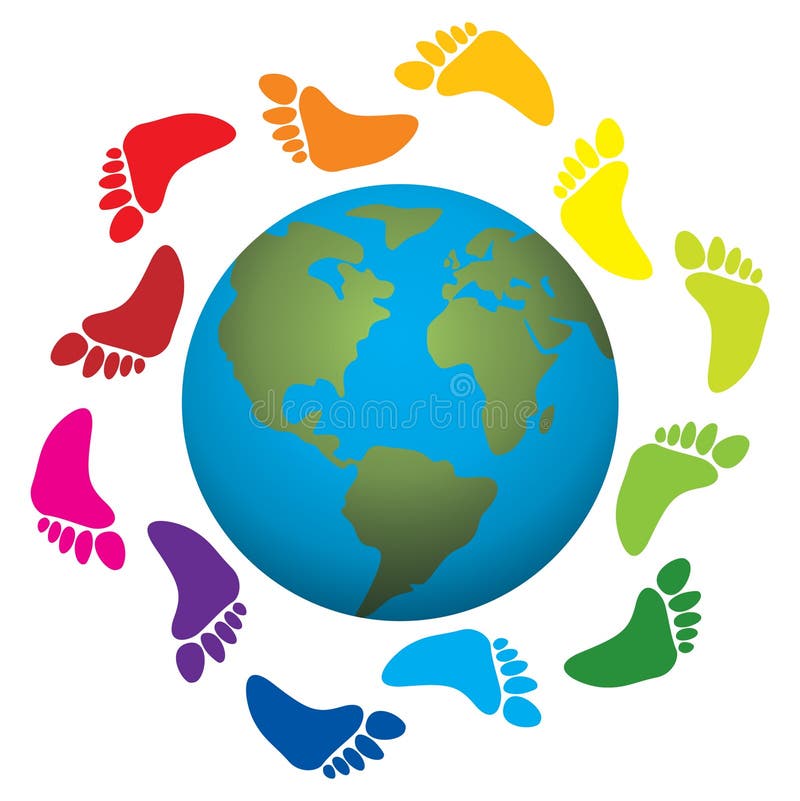 De Samenvatting Van De Aarde Van De Voetafdrukken Van De Koolstof Stock ...