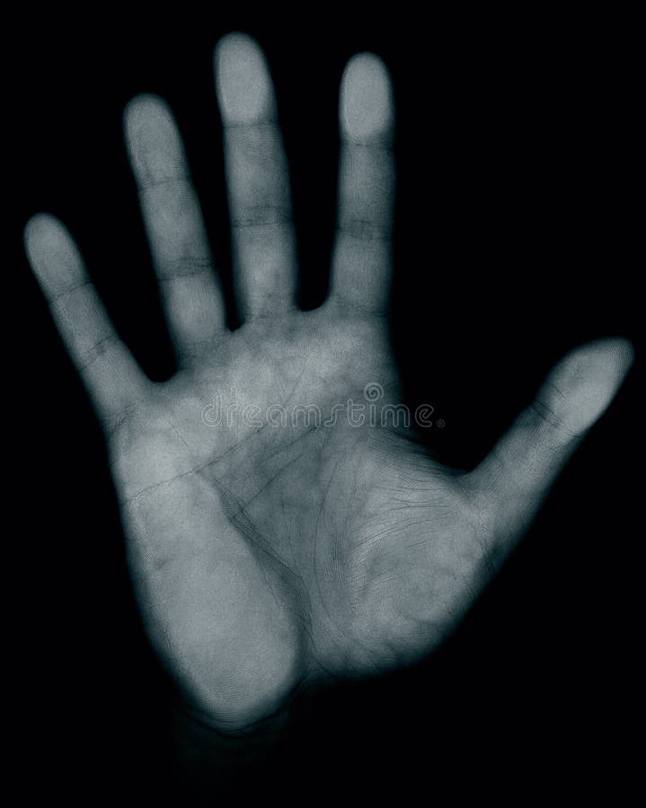 Het aftasten van de hand stock afbeelding. Image of zwart - 12051521