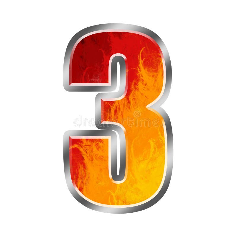 Het Alfabet Nummer 3 Drie Van Vlammen Stock Illustratie - Illustratie ...