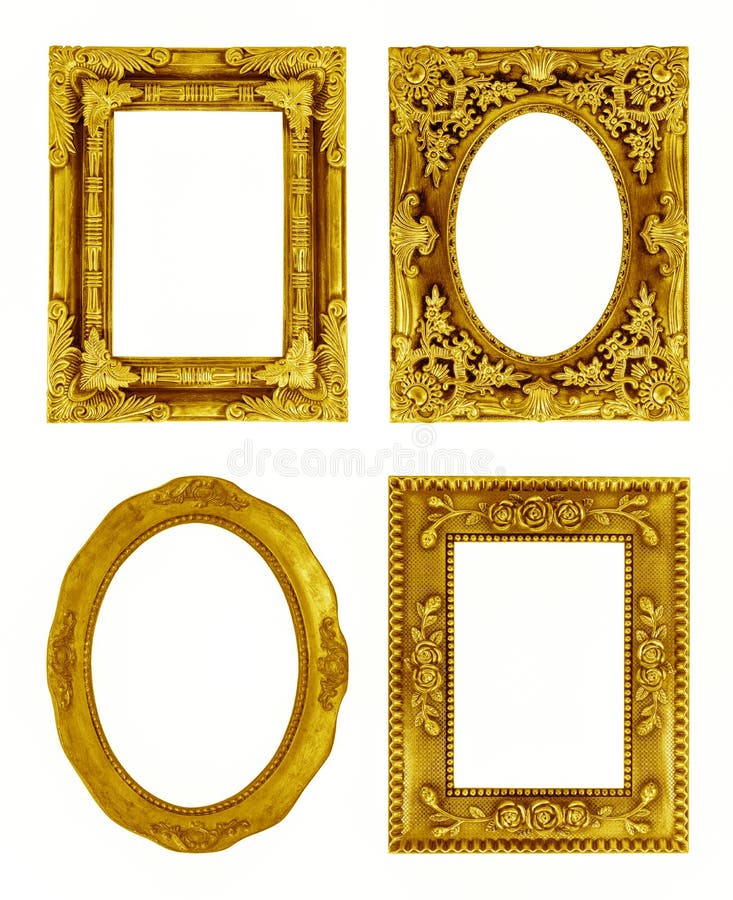 Het Antieke Gouden Kader Op De Witte Achtergrond Stock Afbeelding ...