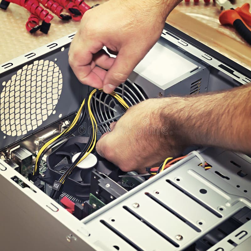 Een PC assembleren stock foto. Image of verbinding, kabels - 22472534