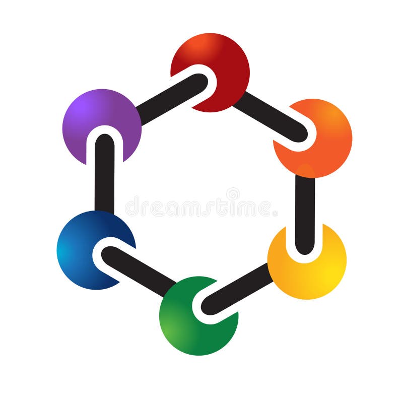 Het Atoom Chemisch Symbool Van De Embleem Kleurrijk Molecule Vector ...