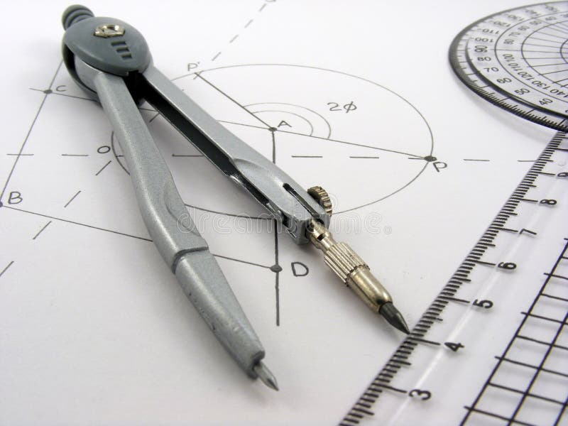 Het Beeld Van De Meetkunde Met Diagram & Werktuigen Stock Foto - Image ...