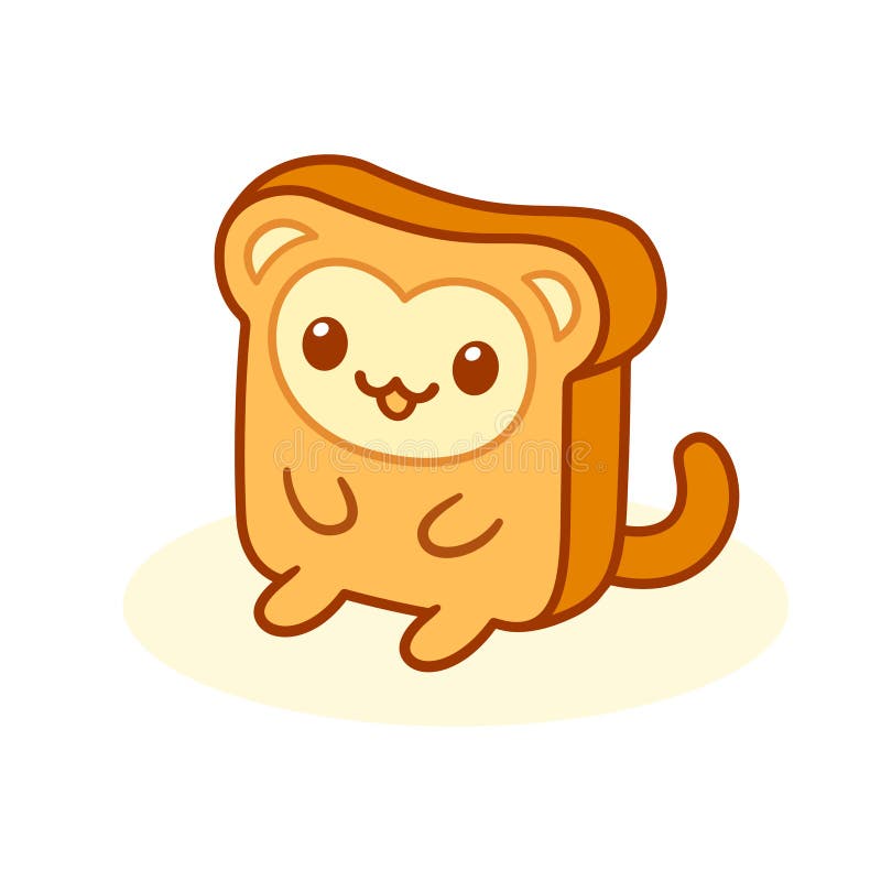 Bun Brood Tekenfilm Met Liefde Schattig Emoticon Vector Illustratie ...